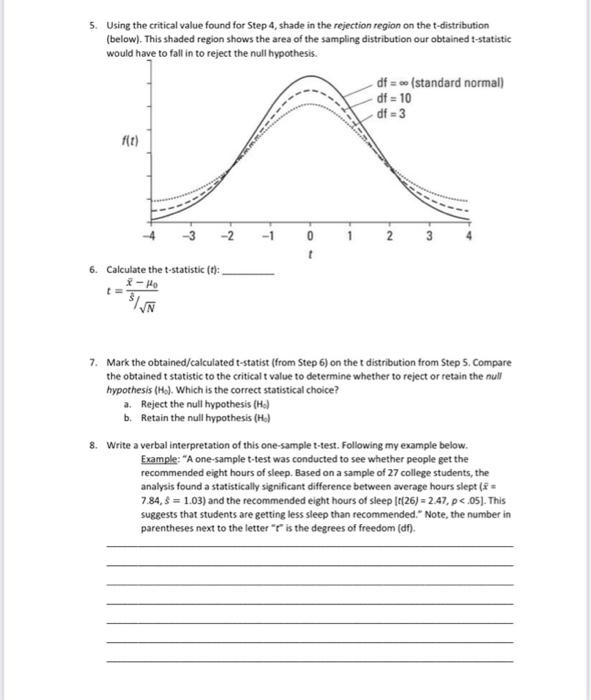 5. Using the critical value found for Step 4, shade | Chegg.com