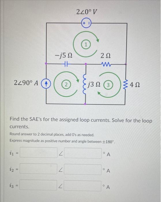 Solved Find the SAE's for the assigned loop currents. Solve | Chegg.com