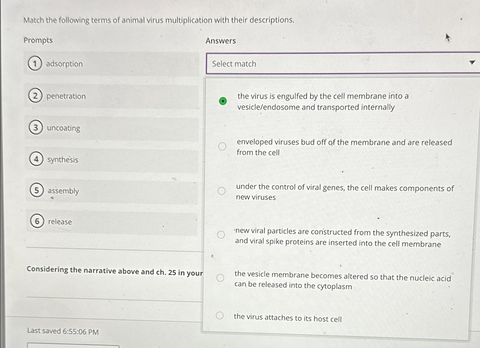 Solved Match the following terms of animal virus | Chegg.com