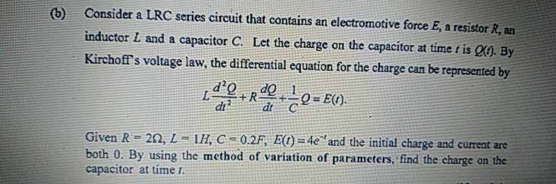 Solved Consider a LRC series circuit that contains an | Chegg.com