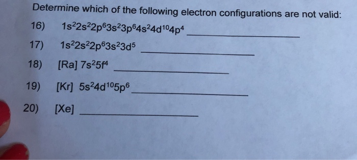 Solved Determine Which Of The Following Electron