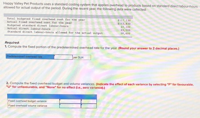 Solved Happy Valley Pet Products uses a standard costing | Chegg.com