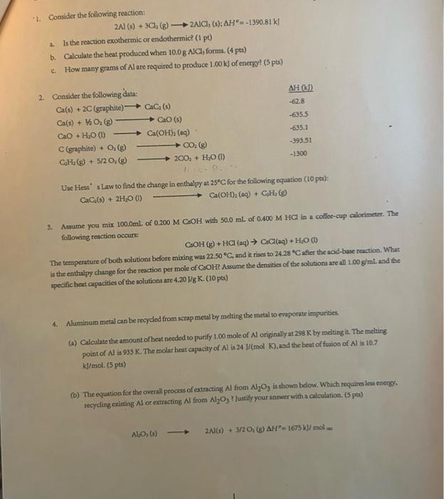 Solved Thermochemistry FRQsPlease complete all of the | Chegg.com