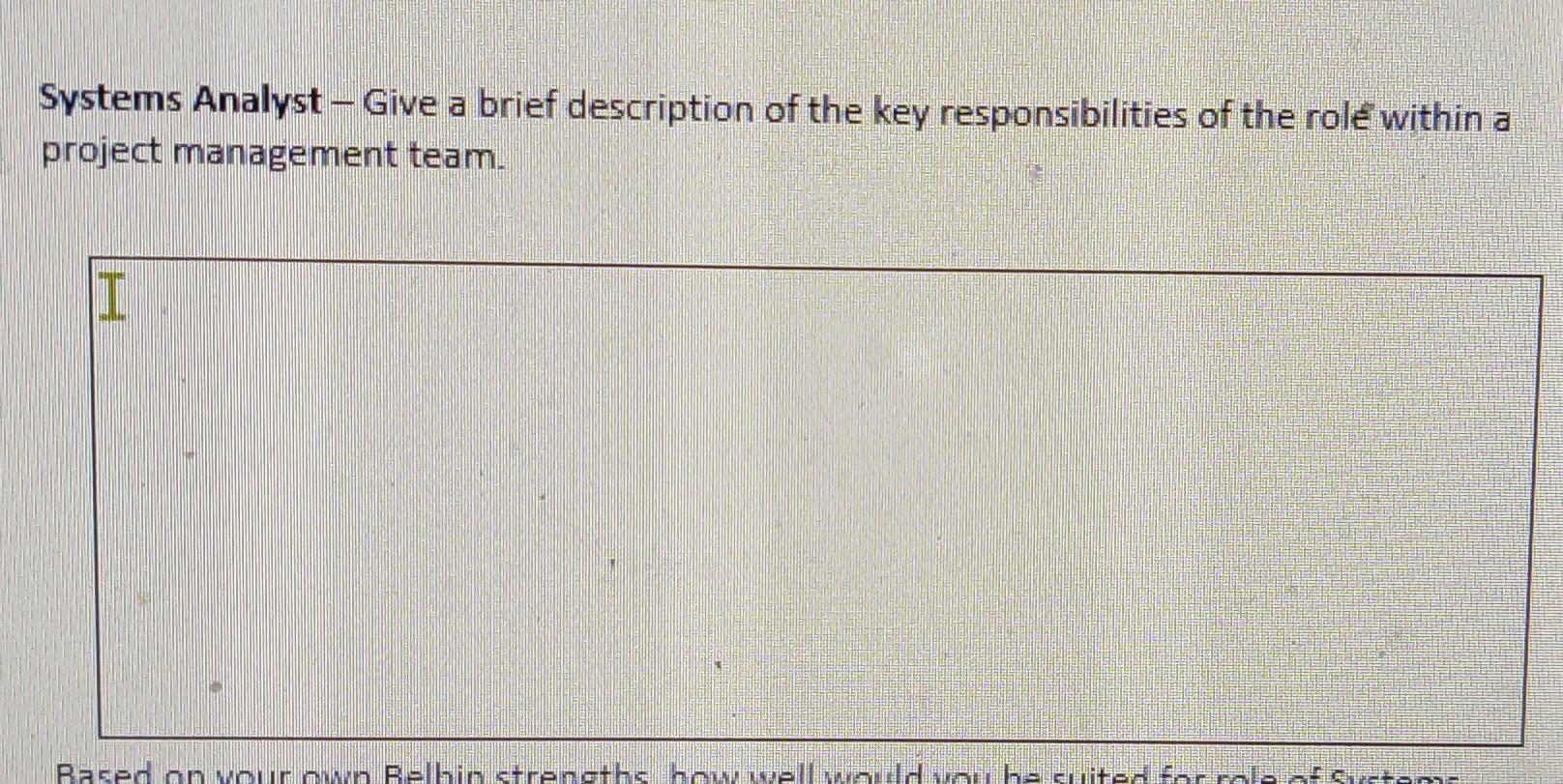 Solved Systems Analyst - Give a brief description of the key | Chegg.com