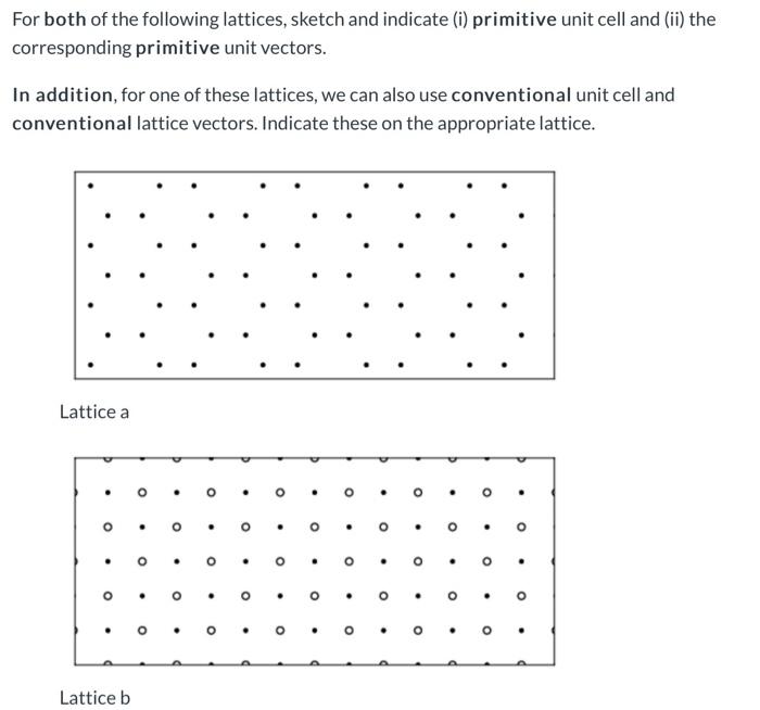 Solved For both of the following lattices, sketch and | Chegg.com