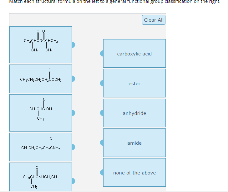 Solved Match each structural formula on the left to a | Chegg.com