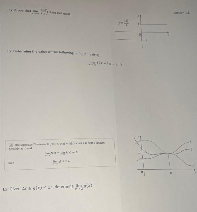 Solved Ex: Prove that limx→0(x∣x∣) does not exist. section | Chegg.com