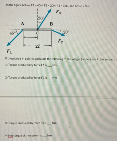 Solved In the figure below, F1=40N,F2=20N,F3=35N, ﻿and | Chegg.com