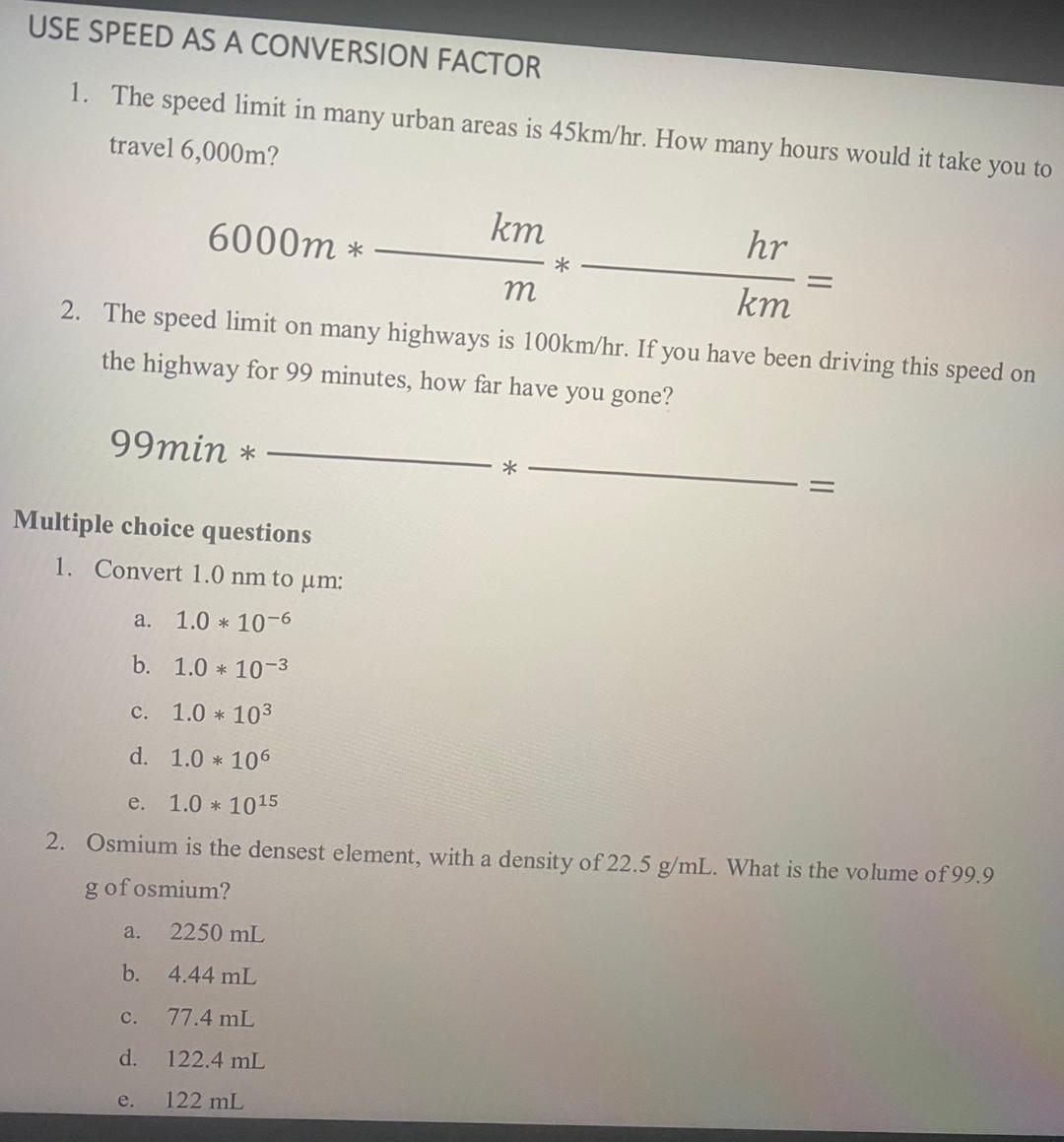 Solved CONVERTING SI UNIT PREFIXES Complete the following | Chegg.com