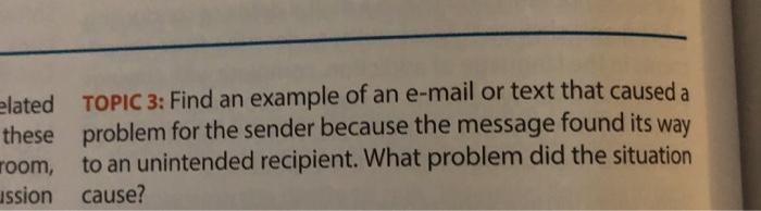 Solved elated TOPIC 3: Find an example of an e-mail or text | Chegg.com