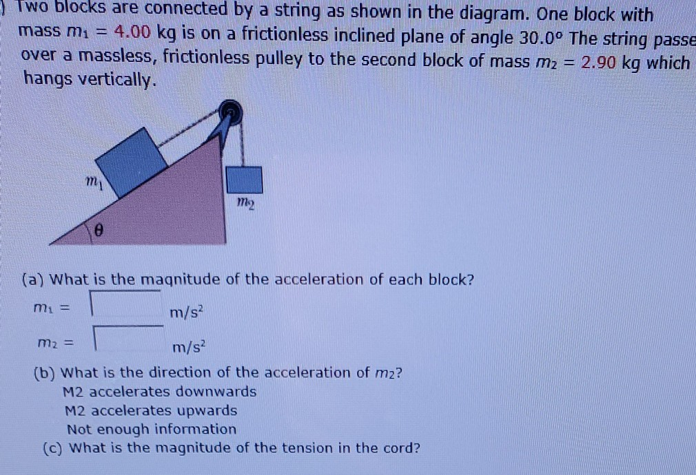 Solved Two blocks are connected by a string as shown in the | Chegg.com