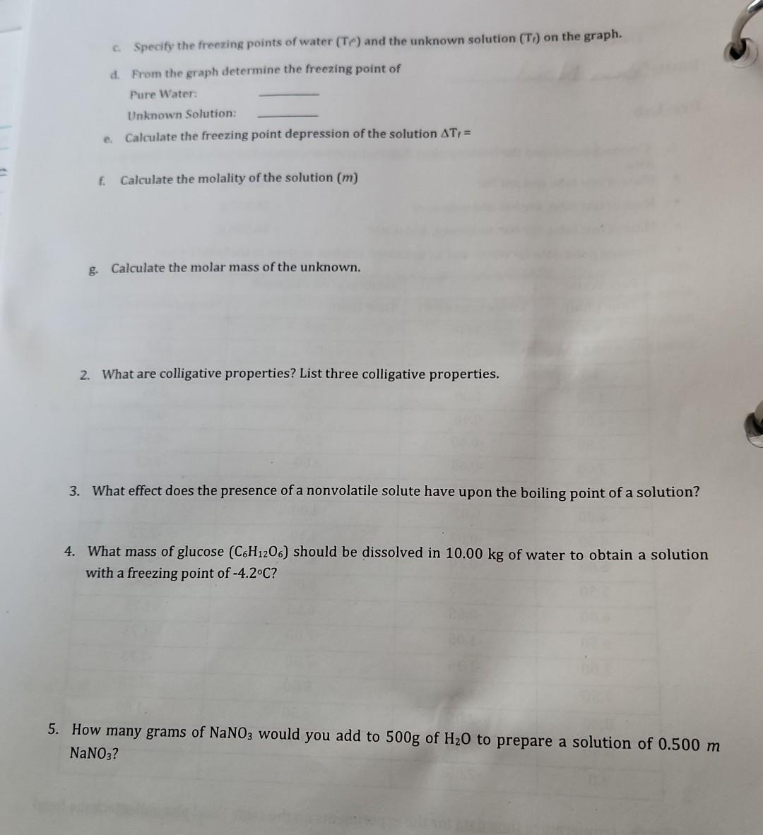 Solved Pre-Lab 1. A student performed the freezing point | Chegg.com