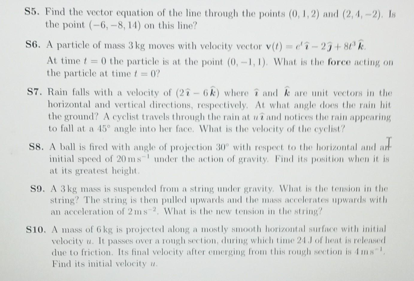 Solved S5. Find the vector equation of the line through the | Chegg.com