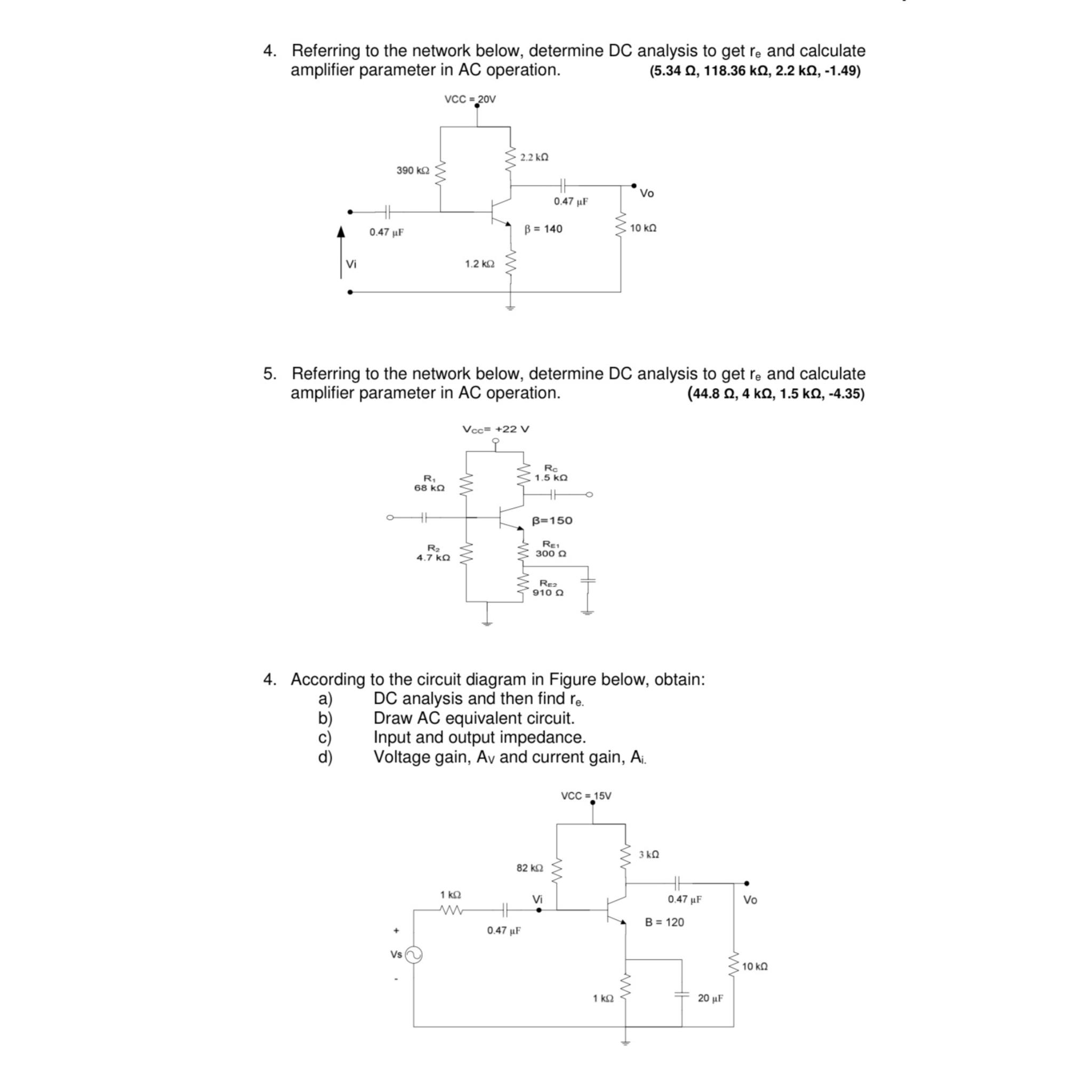 Solved Referring to the network below, determine DC analysis | Chegg.com