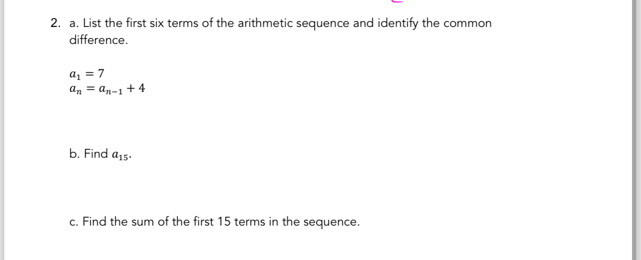a. ﻿List the first six terms of the arithmetic | Chegg.com