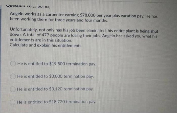 Solved QuesLUI 10 12 pollic) Angelo works as a carpenter | Chegg.com