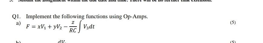 Solved Q1. Implement the following functions using Op-Amps. | Chegg.com