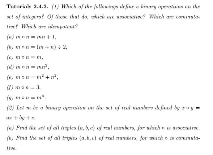 Solved Tutorials 2.4.2. (1) Which of the followings define a | Chegg.com