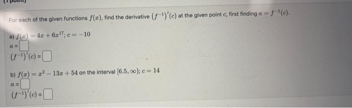 Solved For each of the given functions f(x), find the | Chegg.com