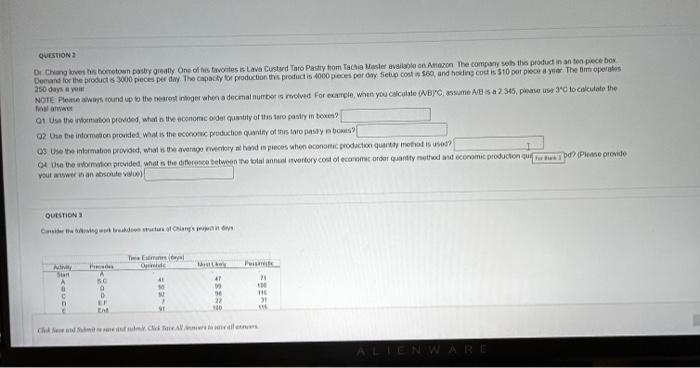 Solved QuESTION2 250 days a yoit fout ontrace Qutriona | Chegg.com