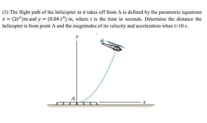Solved (3) The flight path of the helicopter as it takes off | Chegg.com
