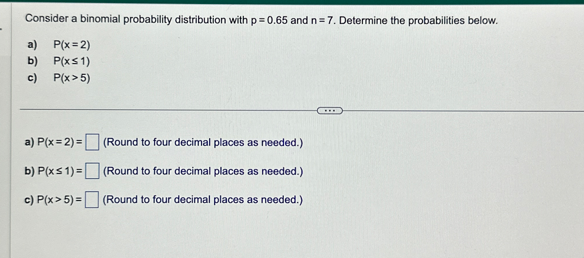 Solved Consider a binomial probability distribution with | Chegg.com