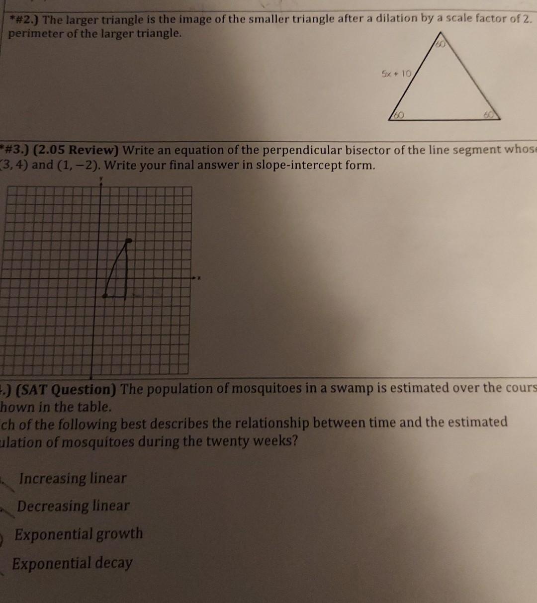Solved *\#2.) The larger triangle is the image of the | Chegg.com