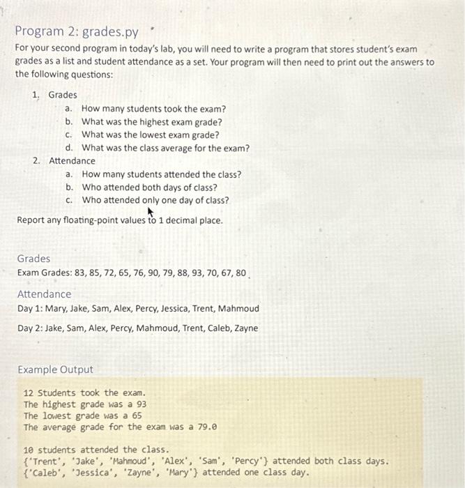 Solved Program 2: grades.py For your second program in | Chegg.com