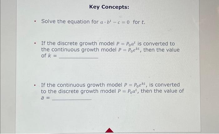 Solved Key Concepts: Solve the equation for a b c = 0 for t. | Chegg.com