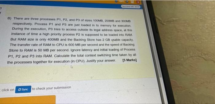 Solved D B) There are three processes P1, P2, and P3 of | Chegg.com