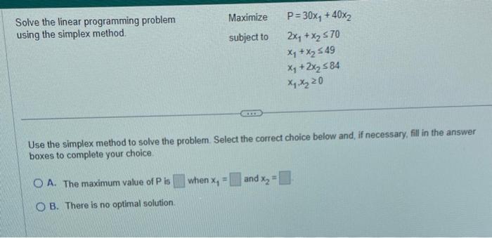 Solved Solve the linear programming problem using the | Chegg.com