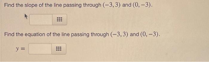 Solved Find the slope of the line passing through (-3,3) and | Chegg.com