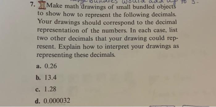 Solved 7. M Make math drawings of small bundled objects to | Chegg.com