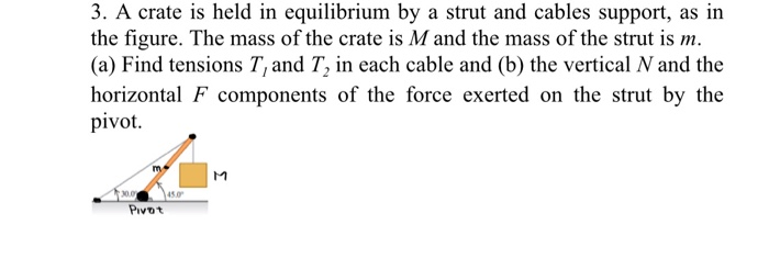 Solved 3. A crate is held in equilibrium by a strut and | Chegg.com
