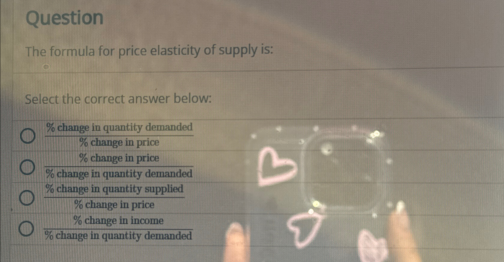 Solved QuestionThe formula for price elasticity of supply | Chegg.com