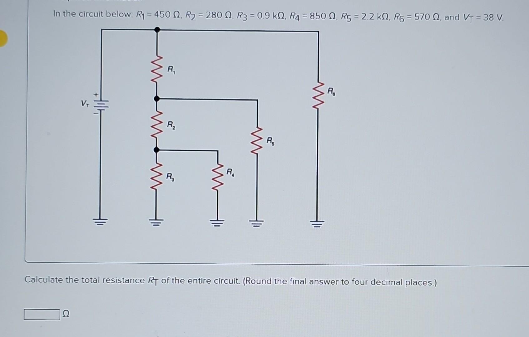 Solved Calculate the total resistance RT of the entire | Chegg.com