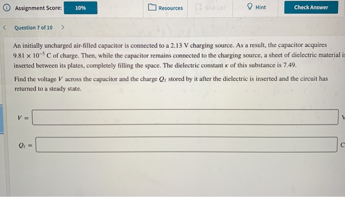 Solved Assignment Score: 10% Resources Lx Give Up? Hint | Chegg.com