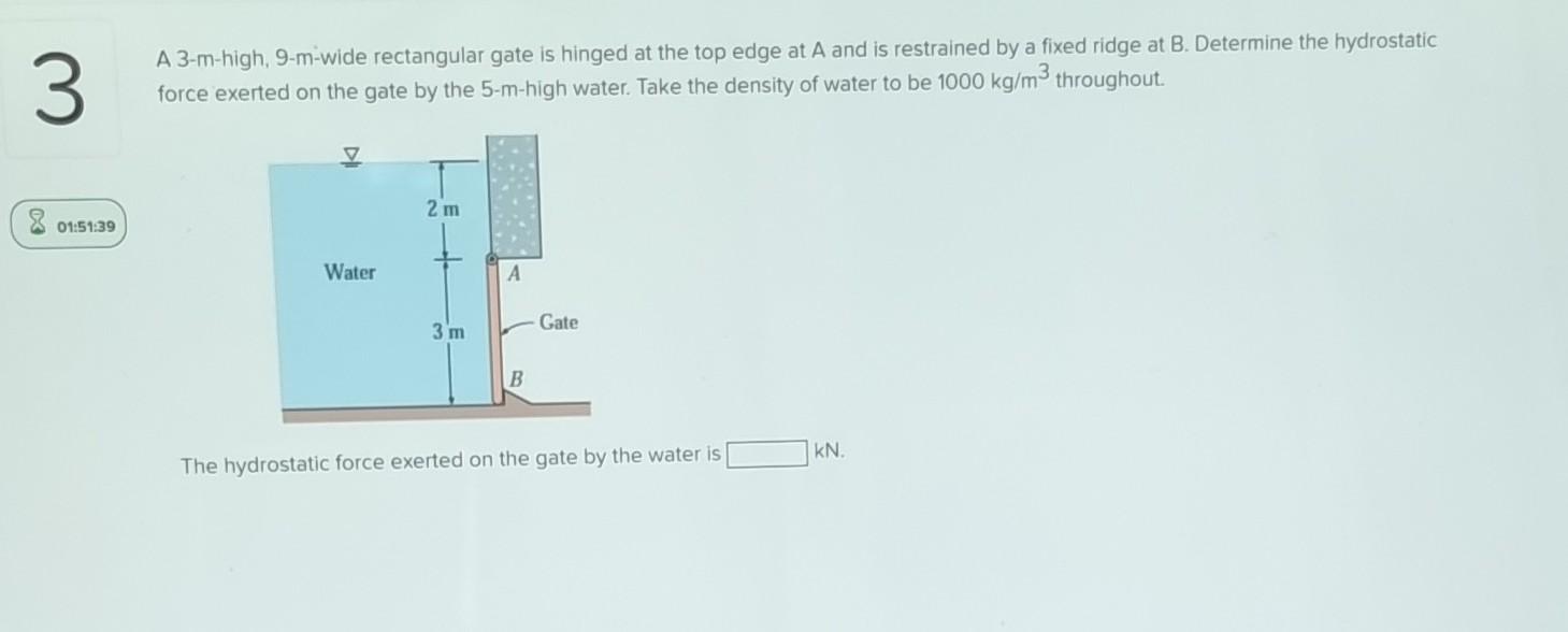 Solved A 3-m-high, 9-m-wide rectangular gate is hinged at | Chegg.com