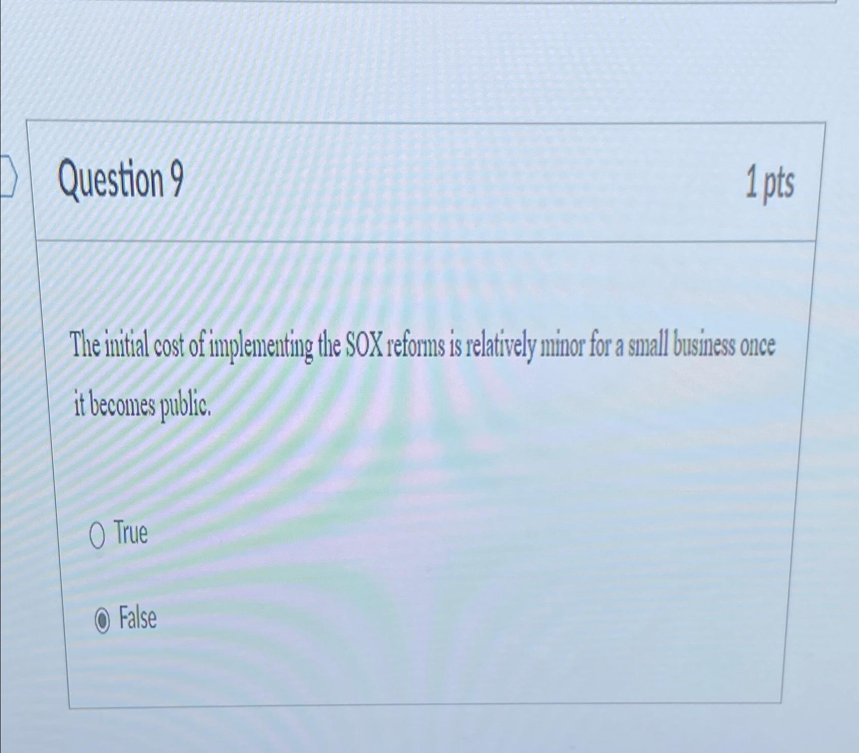 Solved Question 91 ﻿ptsThe intial cost of implementing the | Chegg.com