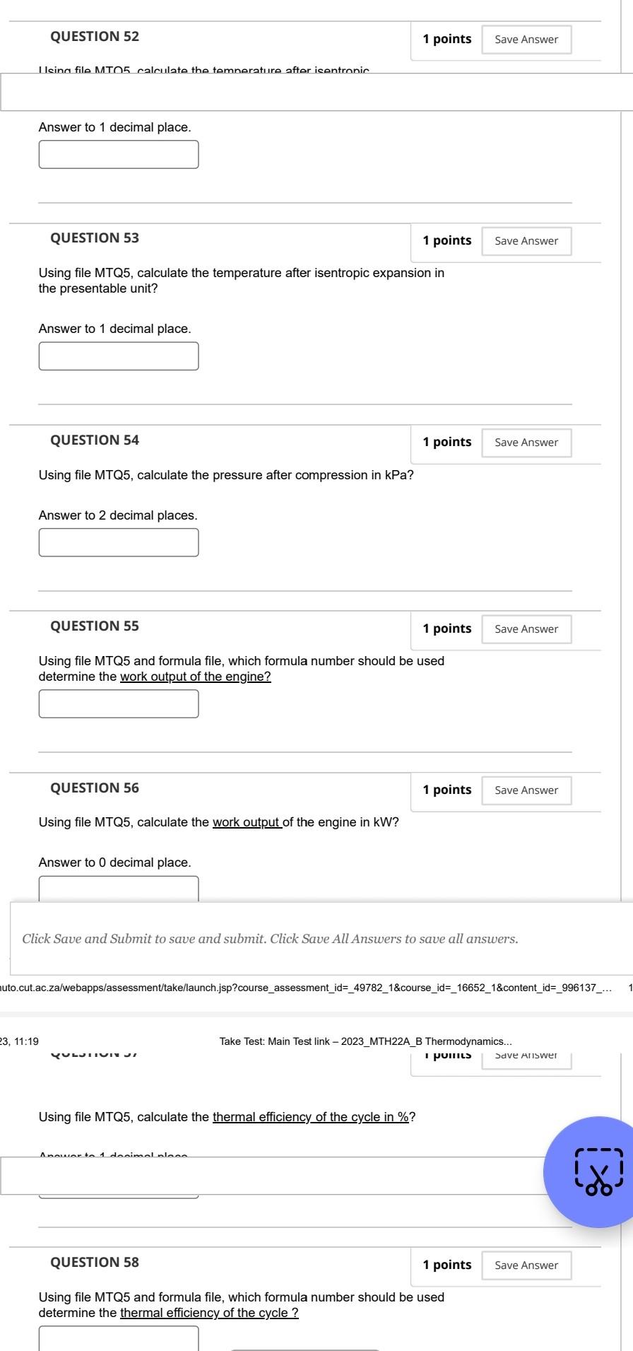 Solved Using file MTQ5, calculate the temperature after | Chegg.com