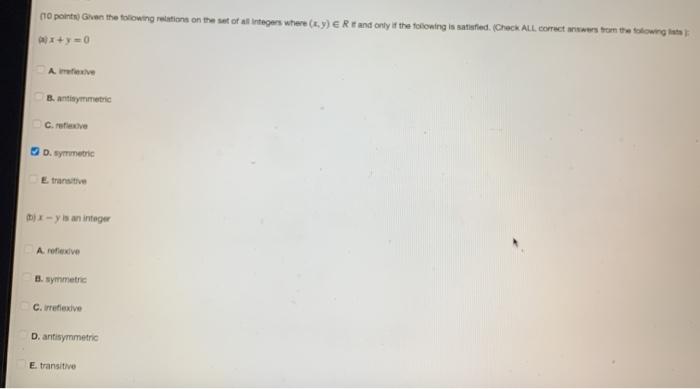 Solved 10 points Given the towing relations on the set of | Chegg.com