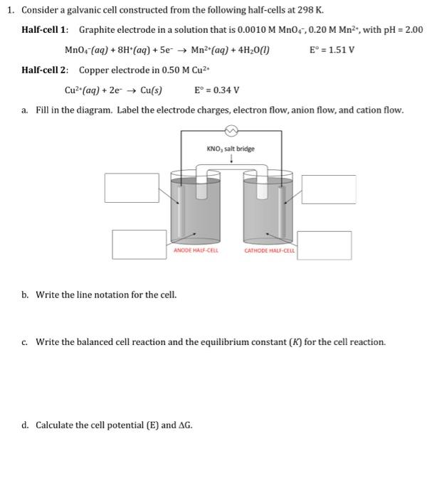 Solved 1. Consider a galvanic cell constructed from the | Chegg.com