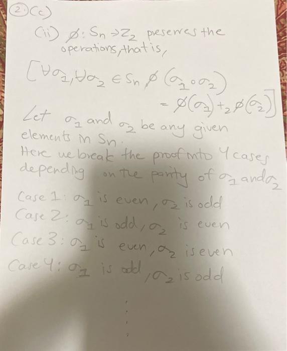 Solved Abstract AlgebraFinish solving #2 (c) using Case 1-2 | Chegg.com