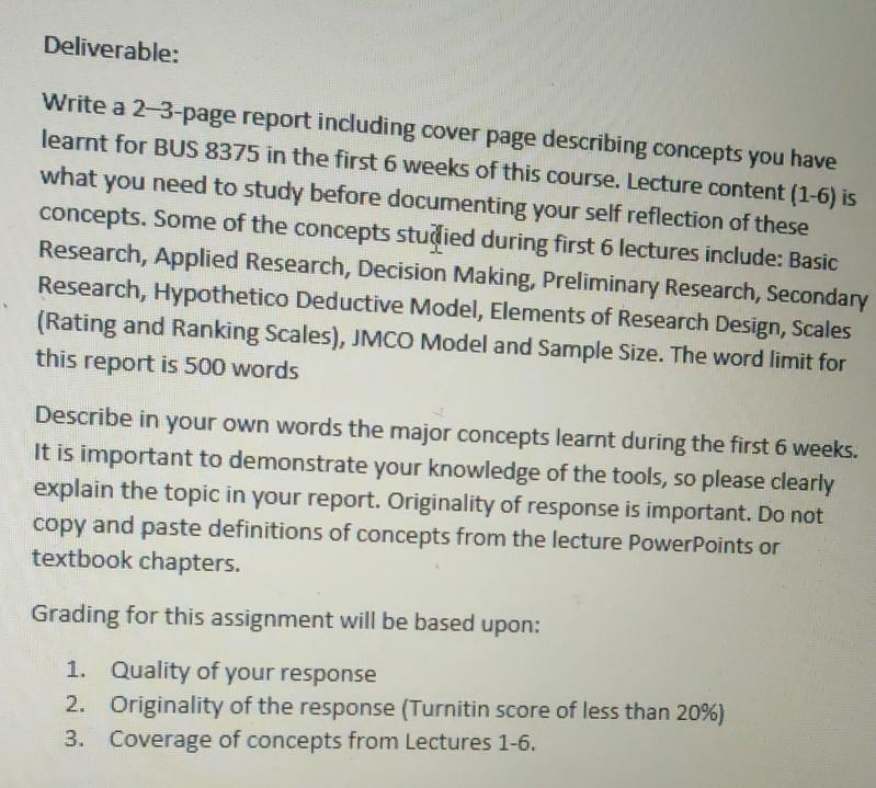 Solved Deliverable: Write a 2-3-page report including cover | Chegg.com
