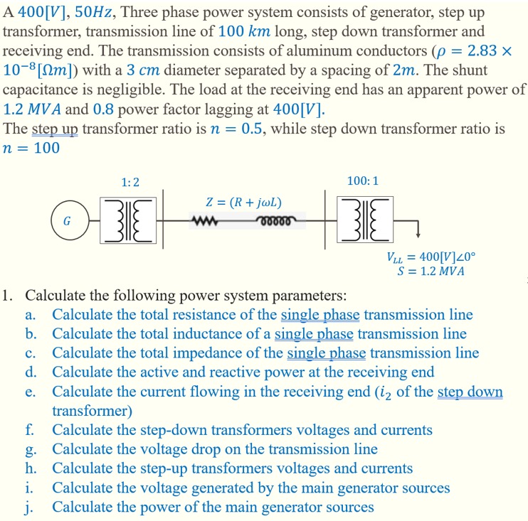 Solved A 400[V],50Hz, ﻿Three phase power system consists of | Chegg.com