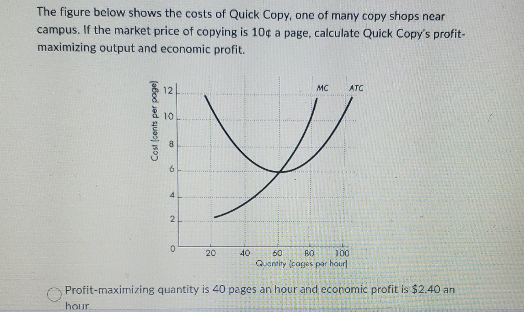 Solved The figure below shows the costs of Quick Copy, one | Chegg.com