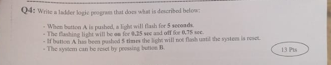 Solved Q4: Write a ladder logic program that does what is | Chegg.com