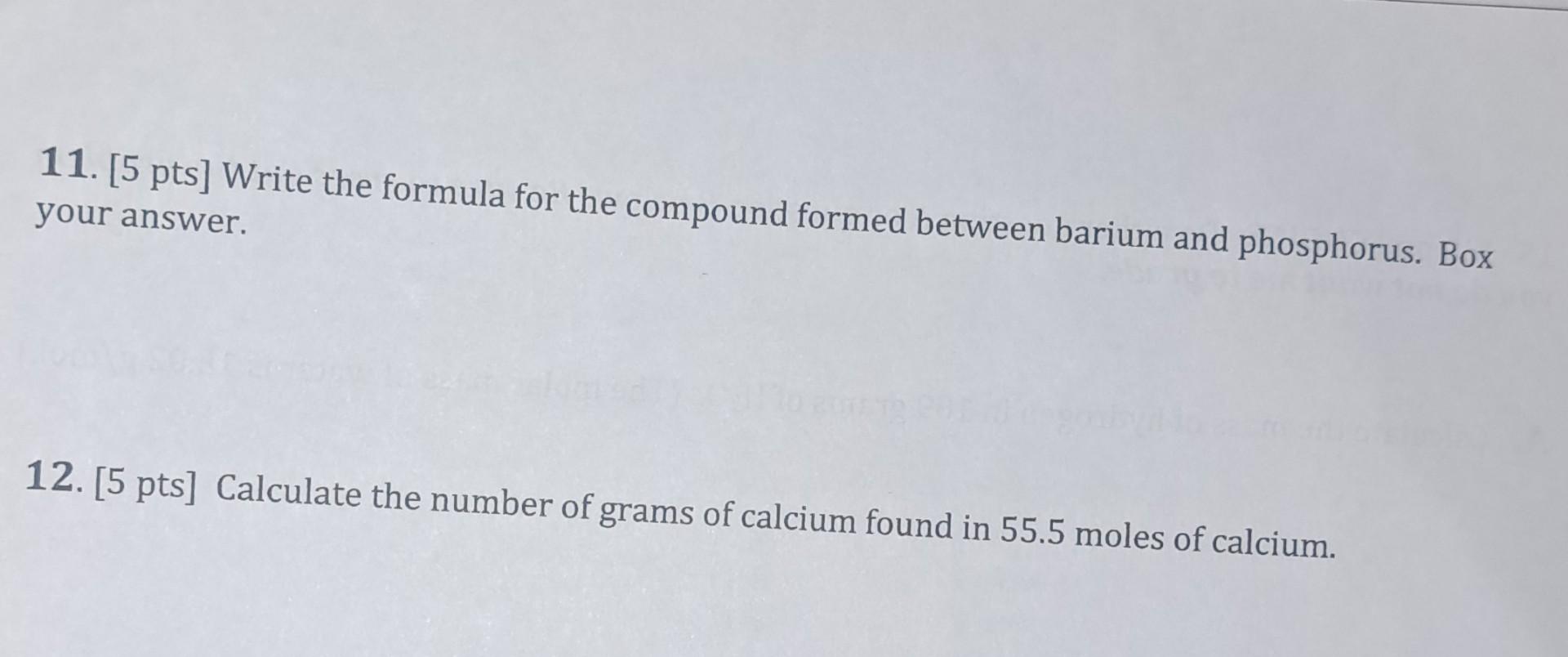 Solved 11. [5 pts] Write the formula for the compound formed | Chegg.com