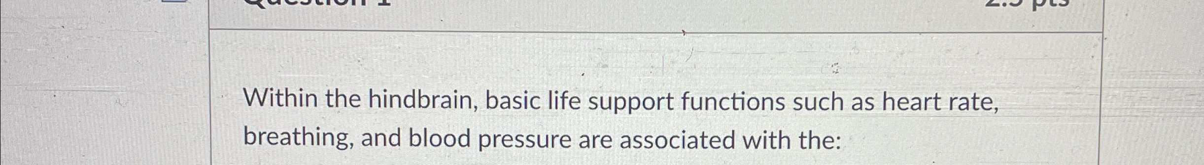 Solved Within the hindbrain, basic life support functions | Chegg.com
