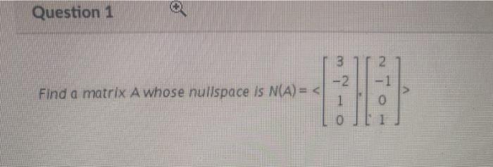 Solved 6 Question 1 3 112 -2 Find a matrix A whose nullspace | Chegg.com